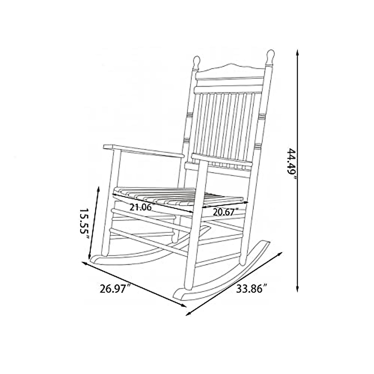 BplusZ Wooden Rocking Chair Outdoor Patio Porch Rocker Furniture Bedroom Living Room Indoor Adults Brown