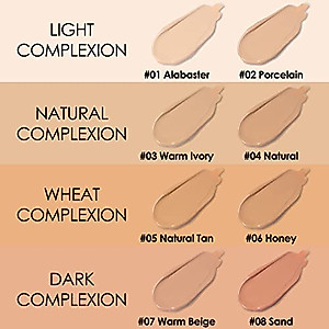 FOCALLURE 2 Pcs Liquid Foundation, Skin Evolution Foundation + Concealer, Full Coverage Foundation Makeup, Durable, Waterproof, Oil-Control, Hides Wrinkles & Lines, Warm Ivory
