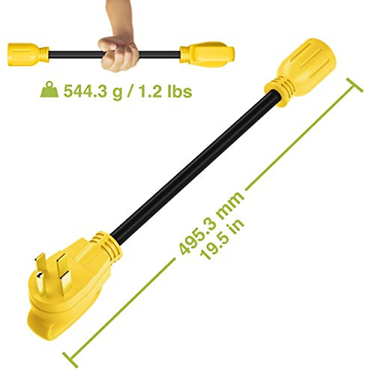 50 Amp to 30 Amp 4-Prongs Locking Generator Transfer Switch Adapter Cord, 50Amp Male to 30Amp Female, NEMA 14-50P to NEMA L14-30R, STW 10 Gauge Heavy Duty Generator Adapter Plug - 18in, 1.5ft
