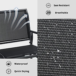 KROFEM Patio Outdoor Glider Bench, High Backrest and Breathable Mesh Fabric, Yard Porch Loveseat, Outside Rocking Swing Chair, Heavy Duty Metal, Clearance, Black