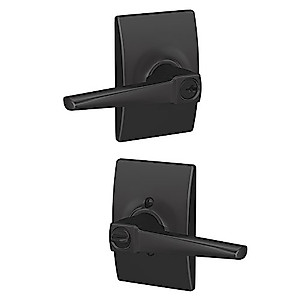 SCHLAGE F51A ELR 622 CEN Eller Lever with Century Trim Keyed Entry Lock, Matte Black