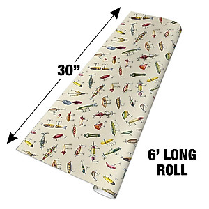 GRAPHICS & MORE Antique Fishing Fish Lures Gift Wrap Wrapping Paper Rolls