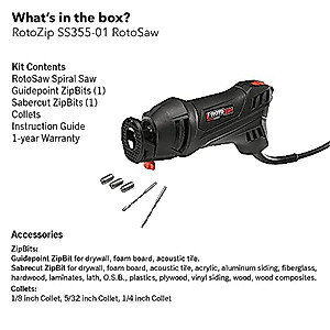 Rotozip SS355-10 5.5 Amp High Performance Spiral Saw Tool Kit with (3) Collects and (2) Bits, Compact & Lightweight - Ideal for Plunge Cuts, Freehand Cuts, and Cut-Outs