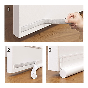 McDILS Under Door Draft Blocker White - Door Draft Stopper 32 to 38 inches - Weatherproofing Door Seal Strip - Draft Stopper for Bottom of Door - Noice Reduction Sound Proof Door Draft Blocker White