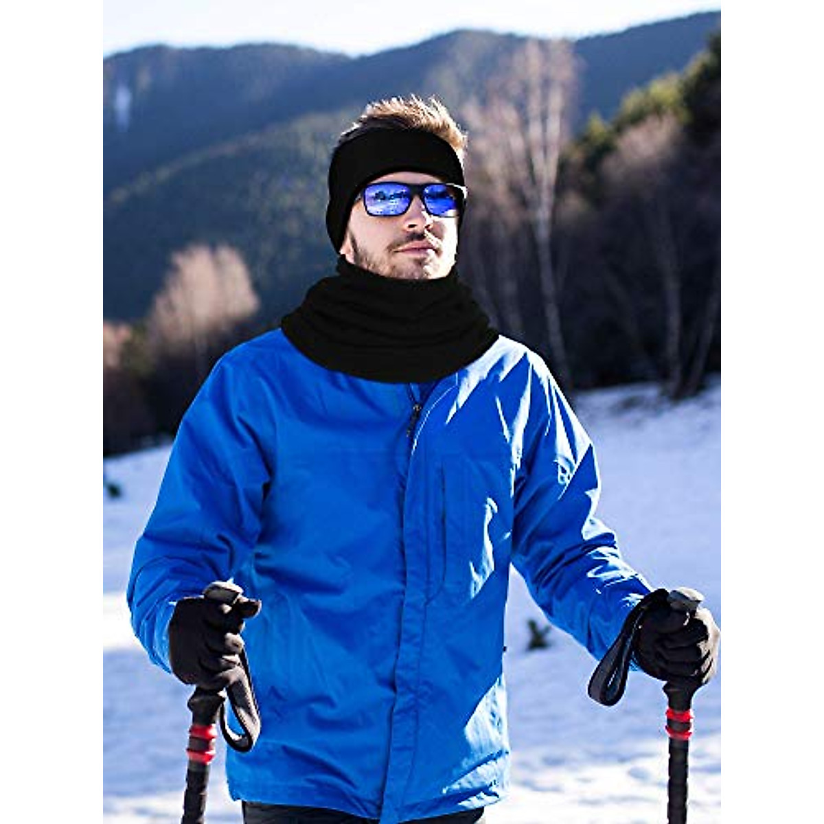 SATINIOR 6 Pieces Ear Warmer Headband Warmer Face Mask Fleece Neck Gaiter Touch Screen Winter Knit Gloves for Men and Women