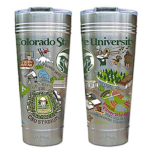 Catstudio Colorado State University Collegiate Thermal Tumbler | Triple Wall Insulation With Non Slip Bottom | Great College Travel Cup for Water, Coffee, Tea, or Smoothies
