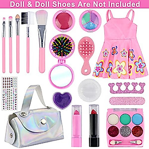 18INDC 18 Inch Girl Doll Accessories Make Up Pretended Toys Set, Washable Makeup Beauty Set Toys for Girl Doll Dress Up Sets for Girls 3-8 Years Old (Doll Not Included)