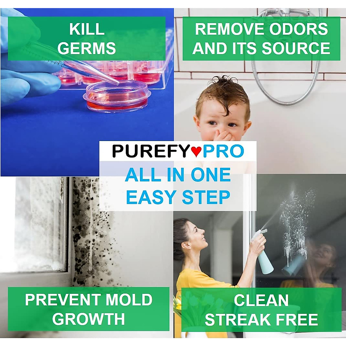 Purefypro Disinfectant (68oz) - Kills 99.9999% Viruses HIV, Monkeypox, Hepatitis, Norovirus, VRE, MRSA, No Rinse, No Residue. Suitable for All Surfaces