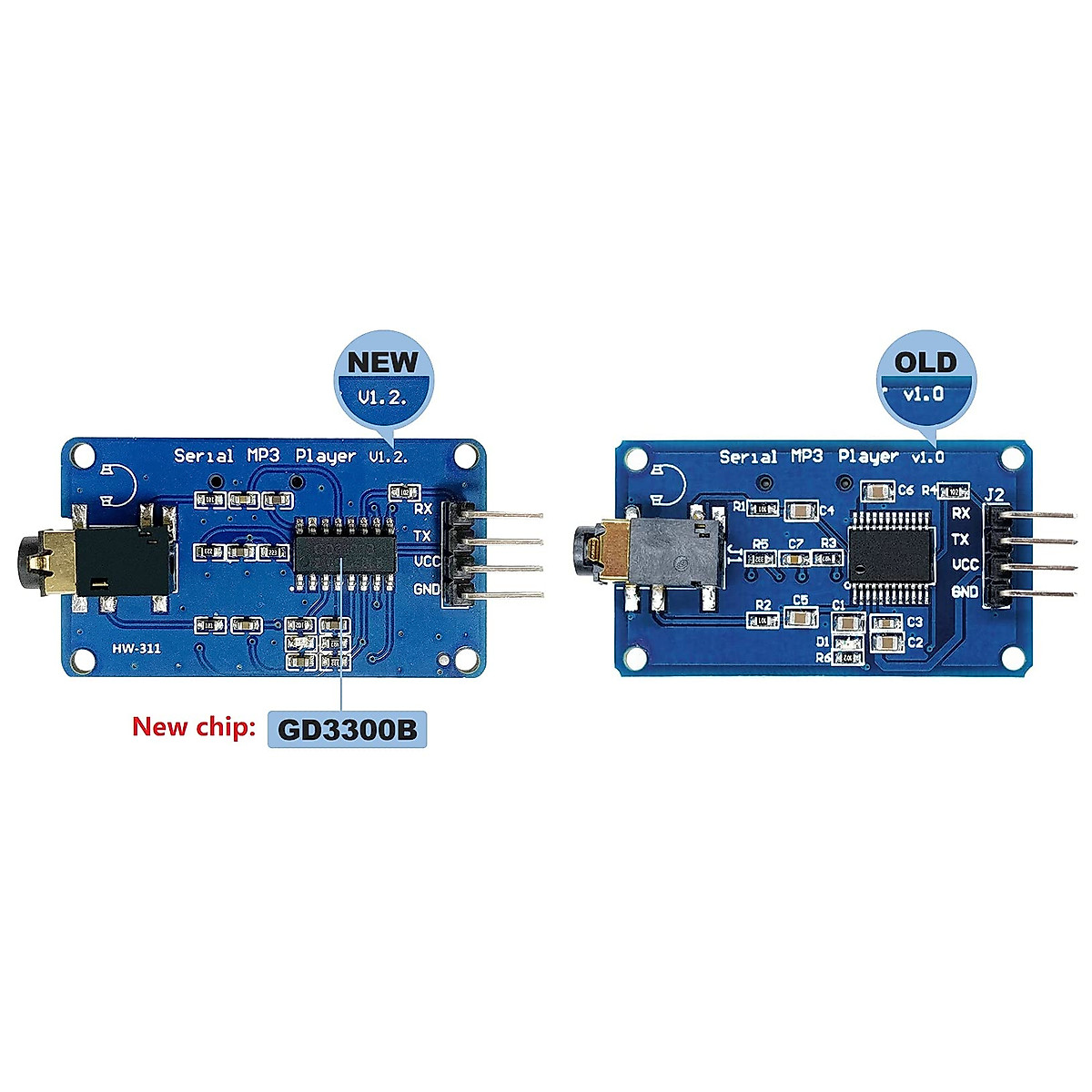 Aideepen YX5300 UART Control Serial MP3 Music Player Module Support MP3 / WAV Micro SD/SDHC Card/AVR/ARM/PIC