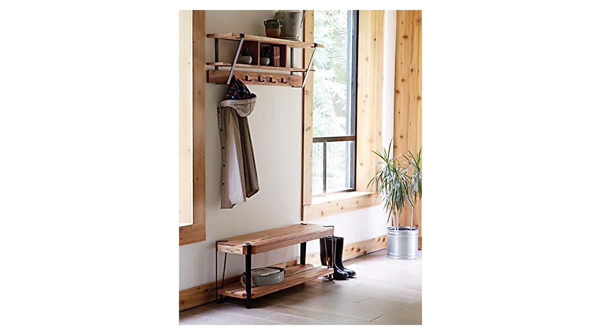 Ryegate Solid Wood Coat Rack with Storage Hooks | Alaterre Furniture
