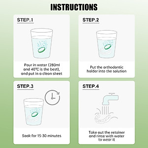 Y-Kelin Retainer and Denture Cleaner 120 Tablets for 4 Months Removes Stains Plaque Odors for Dentures Retainers Mouth Guard and Removable Dental Appliances (Apple, 120 PCS)