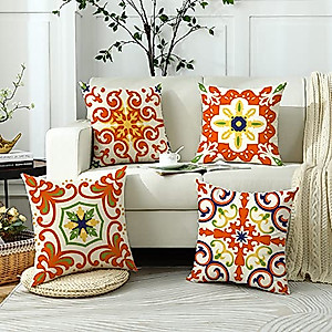 Cirzone Outdoor Pillow Covers 18x18 Set of 4 Waterproof Outdoor Pillows Couch Throw Pillow Covers Boho Decorative Pillow Covers Decorations for Patio, Garden, Home