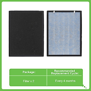 Hichoryer HSP002 Replacement Filter, Compatible with HATHASPACE® HSP002 Smart True HEPA Air Purifier 2.0, 2 Pack