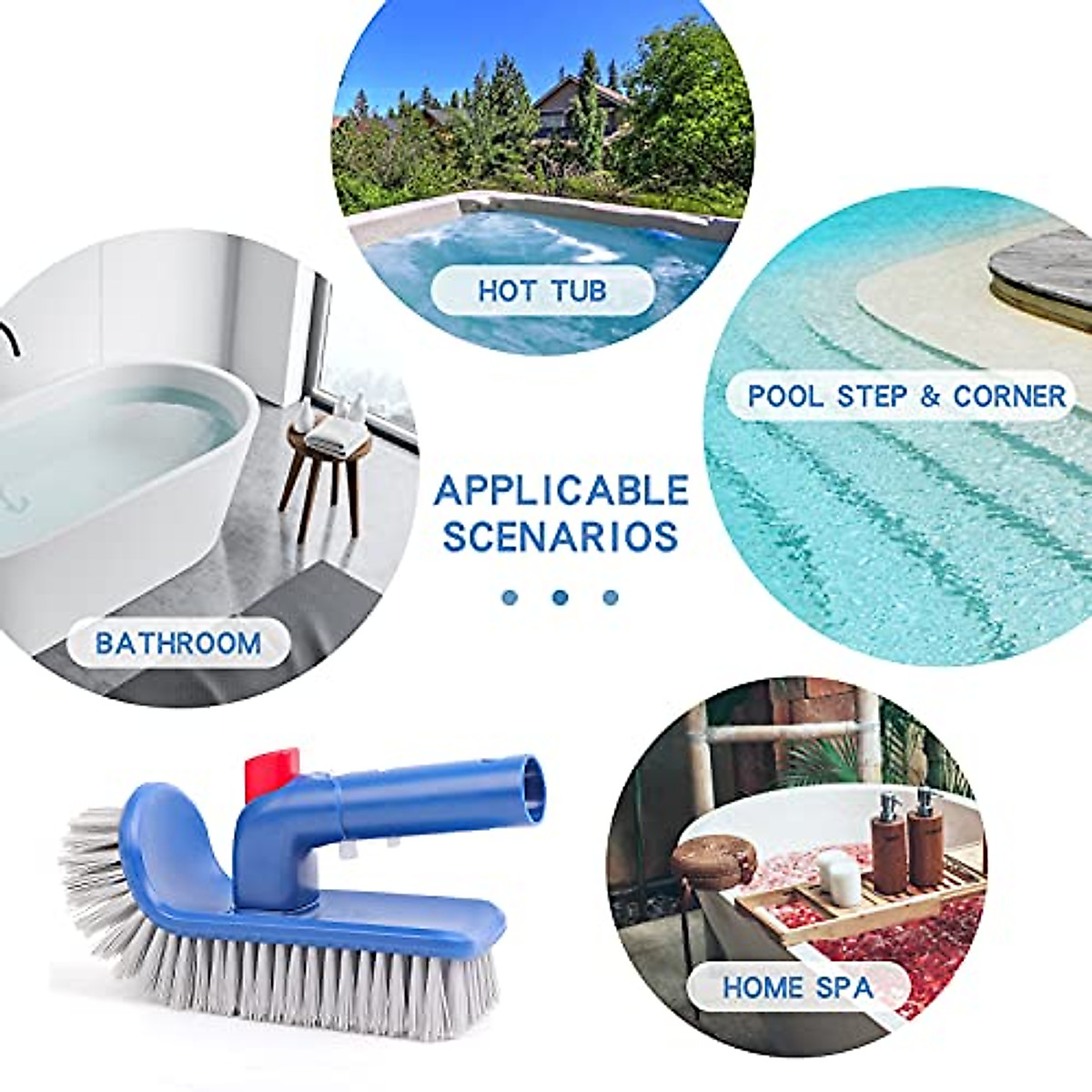 Sepetrel Pool Brush Head for Cleaning Pool Walls,Steps & Corners,Rotatable Hand Scrub Brushes,for Inground/Above Ground Swimming Pool,Spa, Bathroom, Hot Tub, Kitchen