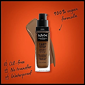 NYX PROFESSIONAL MAKEUP Can't Stop Won't Stop Foundation, 24h Full Coverage Matte Finish - Deep Sable (Pack of 2)