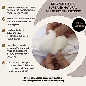 Silk Bedding Direct. Luxury Silk-Filled Mattress Topper with Fitted Cotton Sateen Elasticated Skirt. Queen, 80" x 60". Resting Your Dreams on Pure Mulberry Silk.