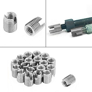 M4 x 8mm Self Tapping Thread Inserts, 20Pcs Helical Screw Threaded Inserts, Metal Slotted Screw Thread Insert Helical Repair Set for Helical Repair