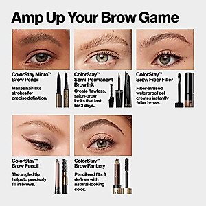 Revlon ColorStay Micro Eyebrow Pencil with Built In Spoolie Brush, Infused with Argan and Marula Oil, Waterproof, Smudgeproof, 454 Medium Brown (Pack of 1)