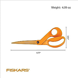 Fiskars 9 Inch Serrated Titanium Nitride Shop Shears (12-96536984),Orange