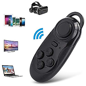 Mini VR Remote Controller, Wireless Bluetooth Gamepad, Mobile Phone Selfie Camera Shutter, Flip E Book/PPT/Nook Page, for VR Headset, Phone, TV Box, etc (Black)