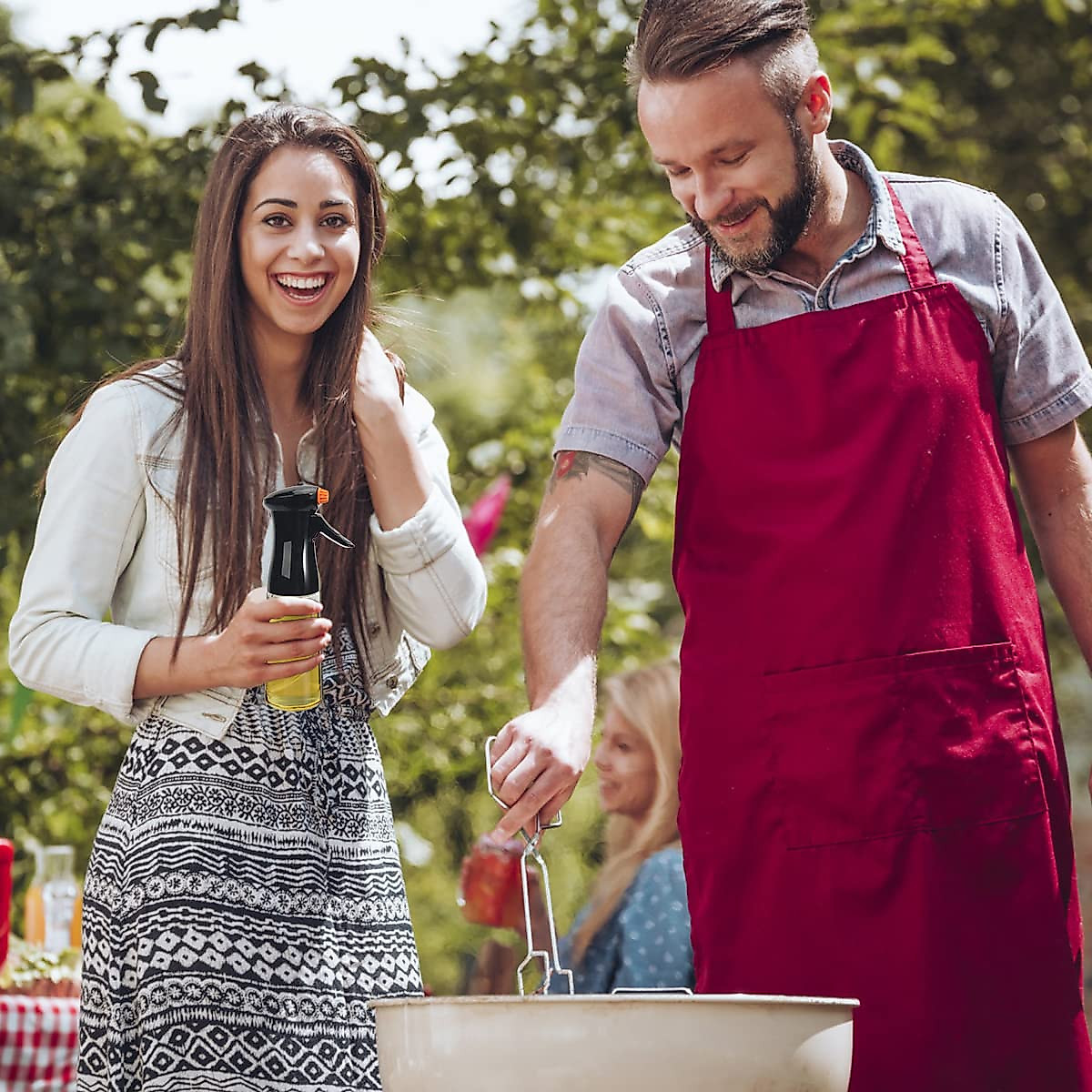 TAOUNOA 210ml Glasses Oil Sprayer - 2pcs Olive Oil Sprayer with Brush 7 OZ Oil for Cooking Mist Oil Spray Bottle for Kitchen Air Fryer, Salad, Baking, Grilling, Frying, Black