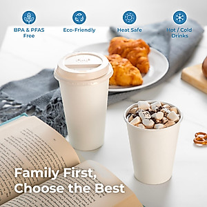 Fit Meal Prep 100 Pack 20 oz Disposable Paper Coffee Cups, Premium Hot Cups for Hot/Cold Beverage, Durable Thickened White Paper Cup Bulk for Party, Office, Bussines, Cafes, Bistros, Daily Use