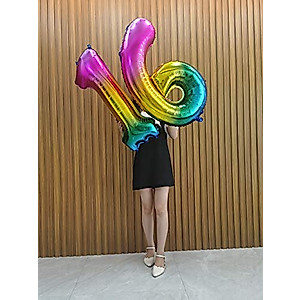 40 Inch Giant Rainbow Numbers 7 Balloons Colorful Party Birthday Decorations Foil Helium Digital Balloon 0 to 9 Gradient