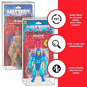 EVORETRO Action Figure Display Case Compatible with Masters of The Universe (Motu) Origins Carded 5.5 inch Action Figure, Thick Sturdy Acid-Free Clear PET Protector, Will Last a Lifetime 10 Pack