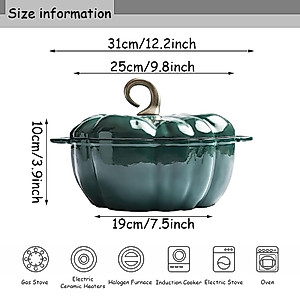 Hgjgwqh Enameled Cast Iron Dutch Oven, Pumpkin Non Stick Stew Soup Stock Pot Pumpkin Stew Soup Stock Pot, Casserole with Lid Nederlands Cookware Cooker Cooking Kitchen for Stovetop and Stewing,Orange