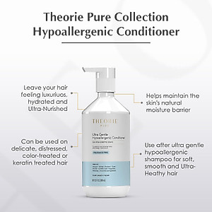 Theorie Pure Collection Hypoallergenic Conditioner-Plant & Vegan - Conditions, Soothe Itchy & Allergy Prone Skin - Fragrance-Free - Ultra Sensitive Scalp, Pump Bottle - 400mL - Pack of 1