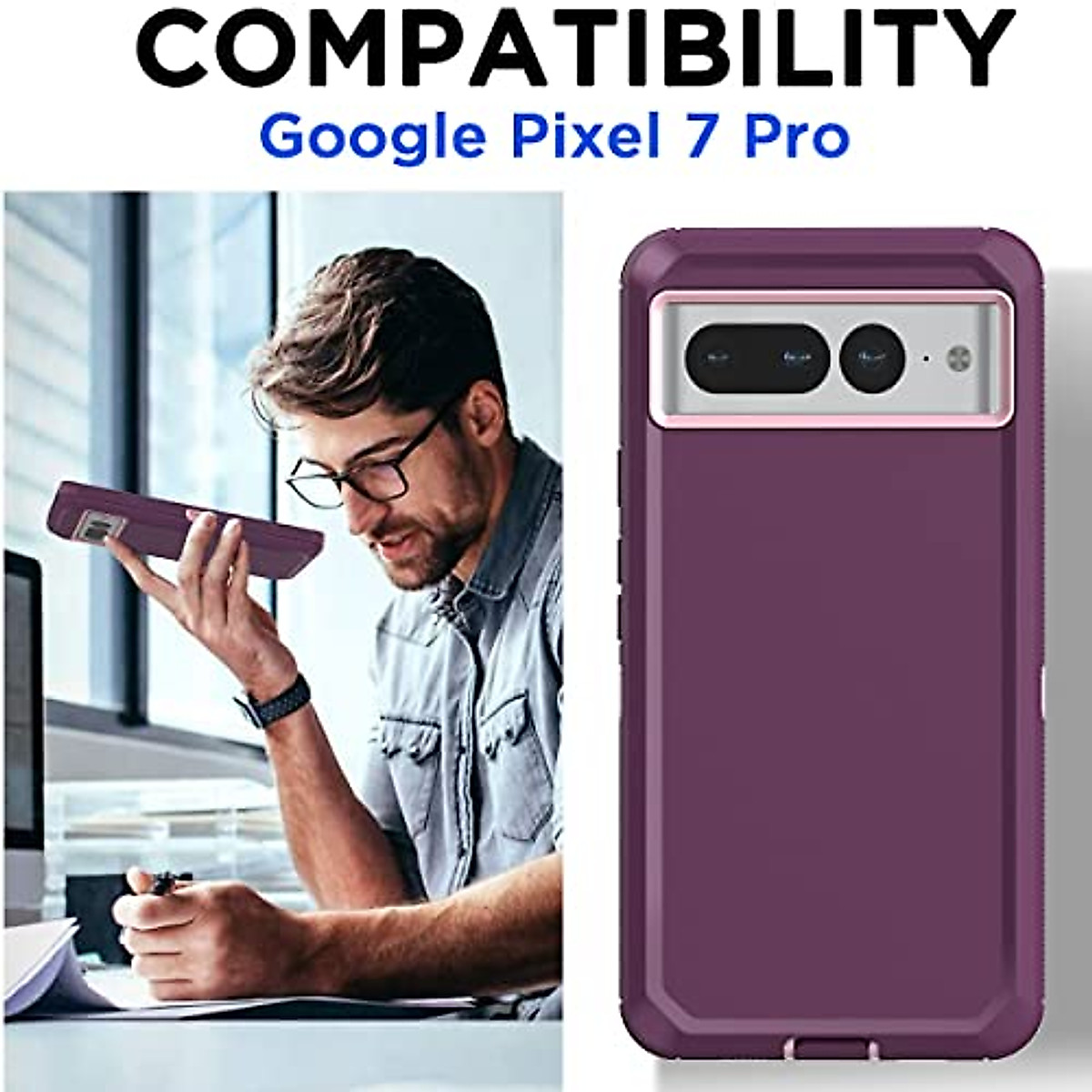 AICase for Google Pixel 7 Pro Case,Heavy Duty Drop Protection Full Body Rugged Shockproof/Dust Proof Military Protective Tough Durable for Google Pixel 7 Pro 6.7" 2022-3 Burgundy