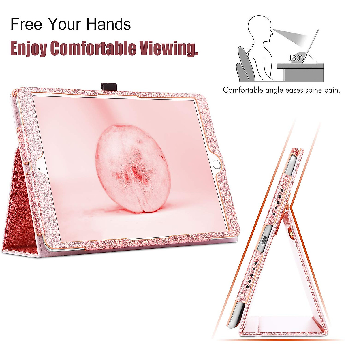 BENTOBEN for iPad 9th / 8th / 7th Generation Case, New iPad 10.2 Case 2021/2020/2019, Auto Wake/Sleep with Pencil Holder PU Leather Protective Case for iPad 10.2 inch, Rose Gold