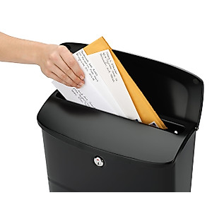 Architectural Mailboxes Princeton Galvanized Steel, Locking, Wall Mount Mailbox, 2572B-10, Black, Medium Capacity