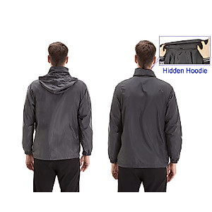 TRAILSIDE SUPPLY CO. Mens Windbreaker Jackets Lightweight Packable Jacket,Windproof and Dustproof Dark grey size 3XL