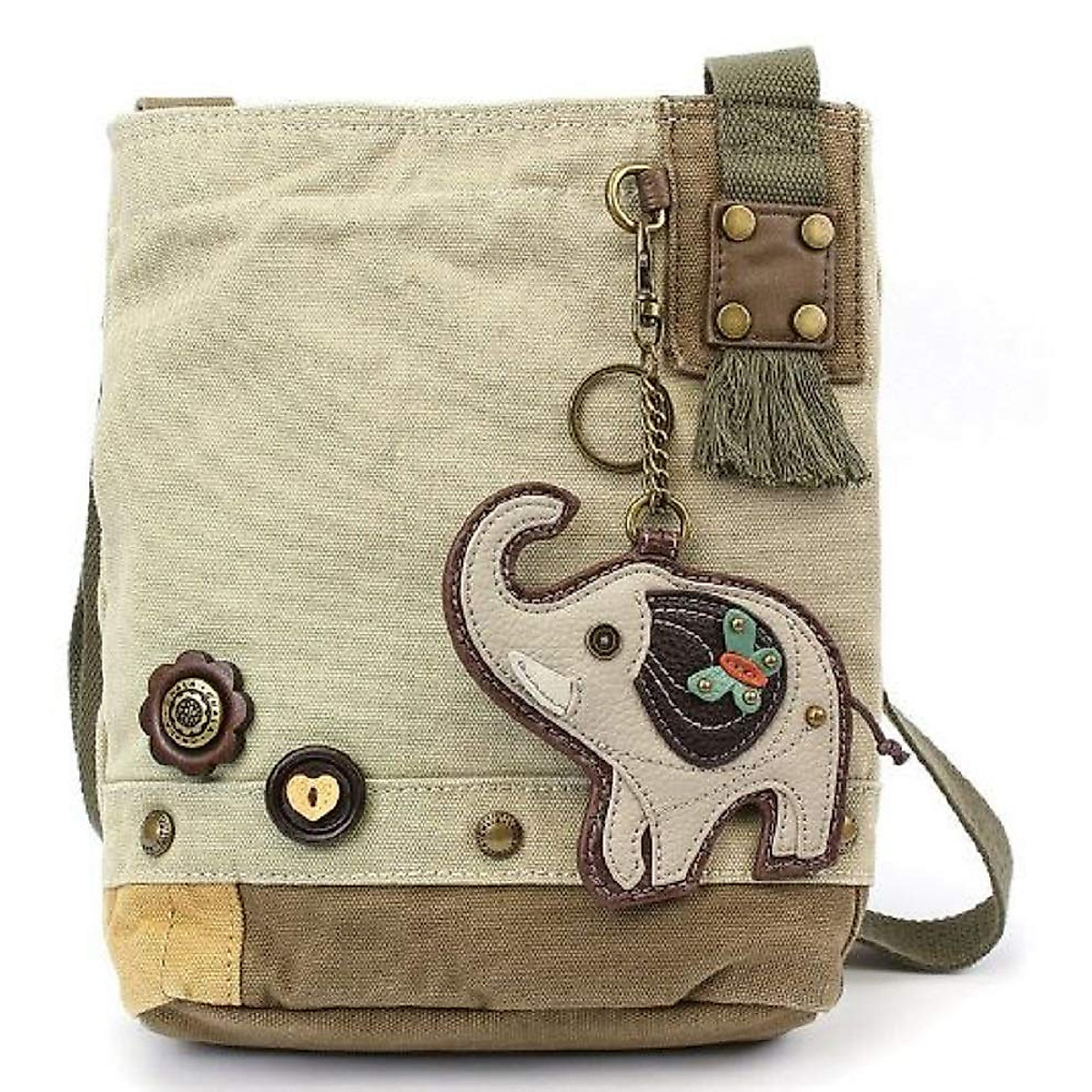 Chala Patch Crossbody GREY ELEPHANT Bag Canvas Messenger Sand Beige Coin Purse