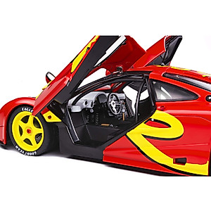 1996 McLaren F1 GTR Short Tail Launch Livery Red with Yellow Graphics 1/18 Diecast Model Car by Solido S1804102