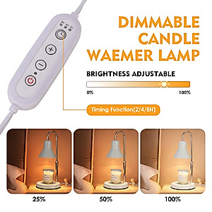 Liknapho Candle Warmer Lamp with Timer for Home Decor, Adjustable Height Scented Wax Melt Warmer, Compatible with Small & Large Candle, Smokeless Electric Candle Lamp Warmer, 2 Bulbs Included
