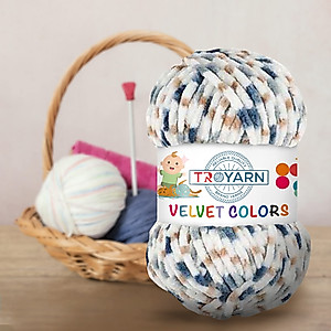 Troyarn Velvet Colors Chenille Baby Blanket Yarn Amigurumi Yarn for Crocheting and Knitting Super Bulky 100 gr (131 yds) (10220)