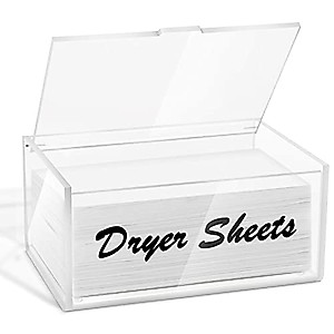 modacraft Acrylic Dryer Sheet Holder Dispenser with Hinged Lid, Fit Up to 160 Sheets Fabric Softener Sheets Clear Dryer Holder Container, Storage Box for Laundry Laundry Storage Containers and Decor