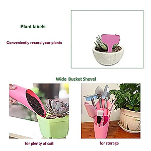22 Pieces Succulent Planting Tools Kit, Mini Gardening Hand Tools Set - Potting,Cactus, Bonsai, Transplanting Tools + PU Nylon Gloves Coated Palm Anti-Static + Gardening Mat (Pink)_AB