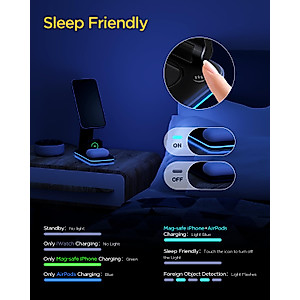 Hohosb Magnetic Charging Station, 3 in 1 Foldable Wireless Charger Stand[Compatible with Magsafe Charger] for iPhone 15/14/13/12 Series, AirPods Pro/3/2,Apple Watch/iWatch(18W Adapter Included)-Black