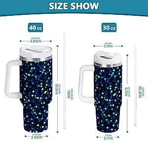 ODAWA Large Leak Proof Tumbler, Night Blue Navy Vacuum Insulated Tumbler with Handle and Straw Lid Insulated Travel Tumbler