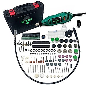 Kitajun Rotary Tool Kit, 5 Speed Adjustments 10000-37000RPM, Equipped with Flex Shaft and Multifunctional Chuck, 218 Accessories, Power Multipurpose Set for Craft Projects and DIY Creations