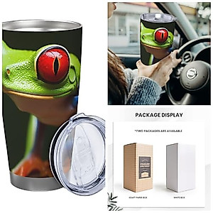 Red Eyes Tree Frogs Tumbler with Lid and Straw 20oz Stainless Steel Car Cup for Hot and Cold Drinks, Double Wall Insulated Travel Coffee Mug Reusable Drink Thermos Cup Birthday Gifts