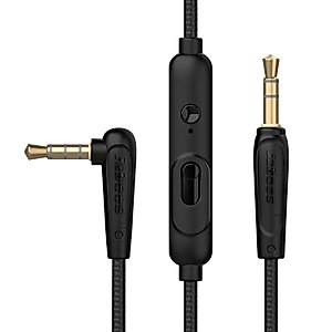 Aux Cord 3.5mm 1.5m/4.9ft with Mic and Volume Control Audio Cable to Connect Gaming Headphones with Xbox/PlayStation, Male to Male Replacement Cord for Music and Voice Streaming for Mobile Phones