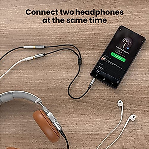 UGREEN Headphone Splitter 3.5mm Audio Stereo Y Splitter Aux Extension Cable Male to Female Dual Headphone Jack Adapter for Earphone Headset Splitter Compatible with iPhone Samsung iPad Tablet Laptop, Black