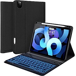 BLUTLOTUS Keyboard Case for iPad Air 11-inch(M2 2024)/10.9-Inch Air 5th 4th Generation Case with Keyboard/Ipad Pro 11(4th/3rd/2nd/1st Gen)- 7 Backlit Detachable, Folio Cover with Pencil Holder (Black)
