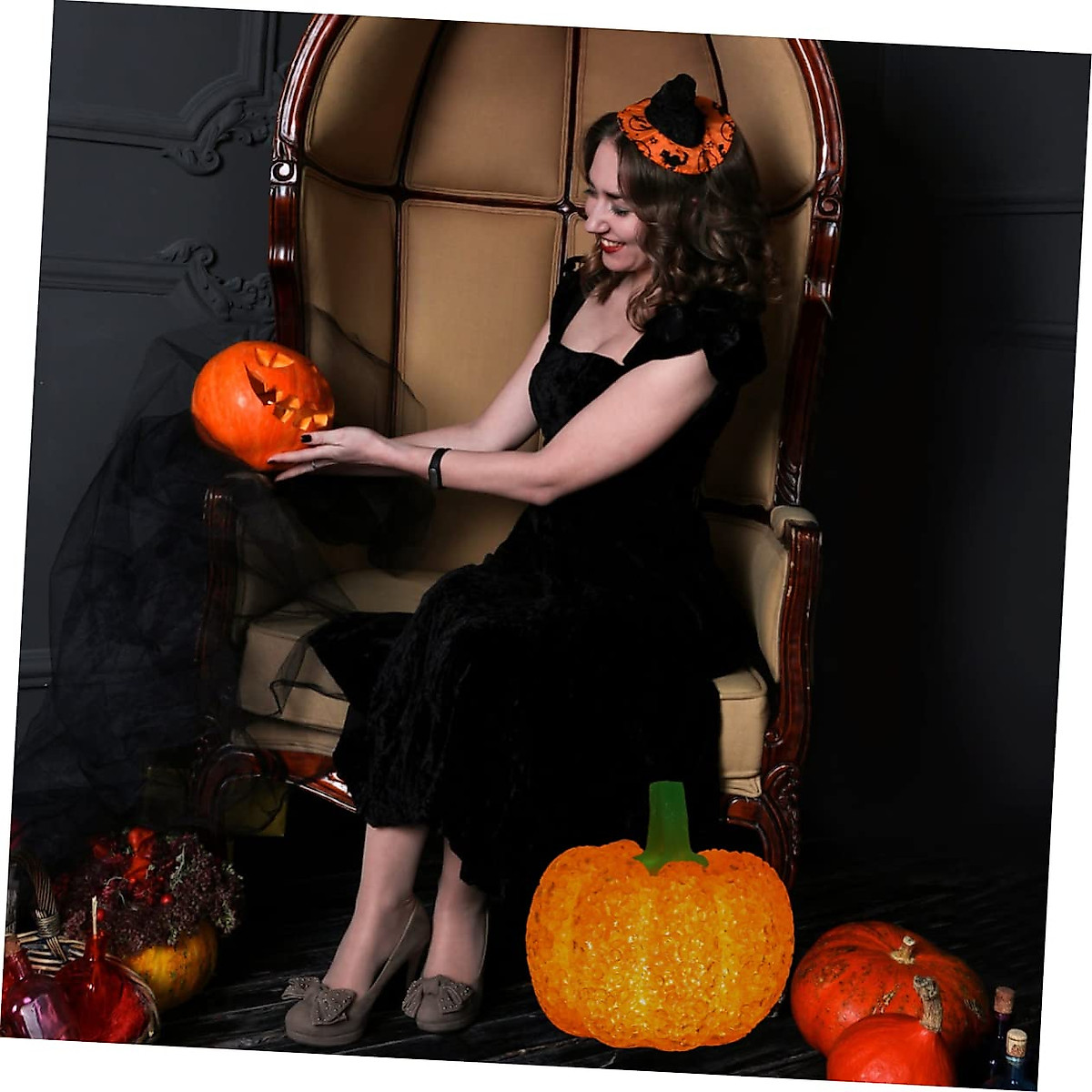 ABOOFAN 2 Pcs Halloween Crystal Small Night Lamp Pumpkin LED Light Pumpkin Plastic Light Plastic Halloween Light Halloween Party Night Light Halloween Decorative Light Halloween Props car