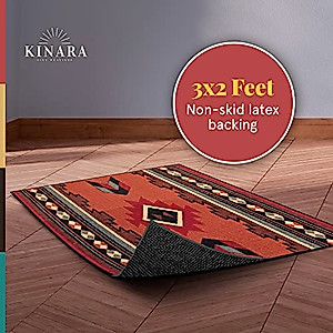 Kinara Cibola Area Rug – Southwestern Native American Design – Beautiful and Unique Pattern – Fine Weaving and Quality Material for Everyday Use – Non-Skid – 3x2 feet.