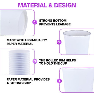 Smygoods 4oz. White Paper Hot Cups, Disposable Paper Cups, Espresso Cups, 100 Count